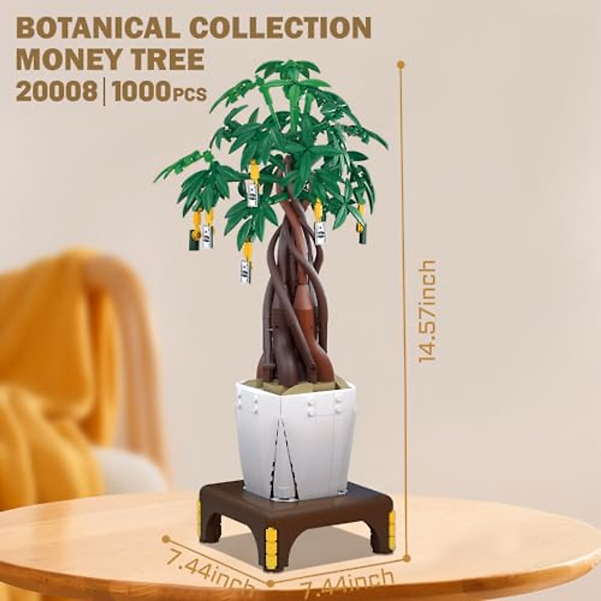 JMBricklayer Bonsai Tree Building Set for Adults 20008 - DIY Unique Money Tree Building Toy, Succulent Plants Flowers Botanical Collection Model for Room Office Decor - Gifts Idea for Boys Girls 14+