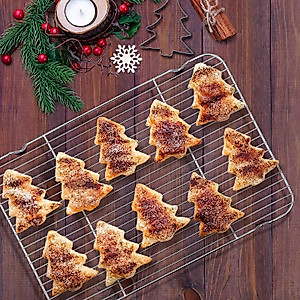 E-far Cookie Sheet with Rack Set, Half Sheet Baking Pan for Oven Cooking, 18”x13” Stainless Steel Rimmed Tray with Wire Cooling Rack for Roasting Broiling Bacon Meat Steak - Dishwasher Safe