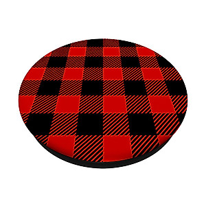 Red Black Checkered Gingham Buffalo Plaid PopSockets Standard PopGrip