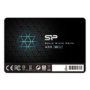 Silicon Power 2TB SSD 3D NAND A55 SLC Cache Performance Boost SATA III 2.5" 7mm (0.28") SSD Internal Solid State Drive (SP002TBSS3A55S25)