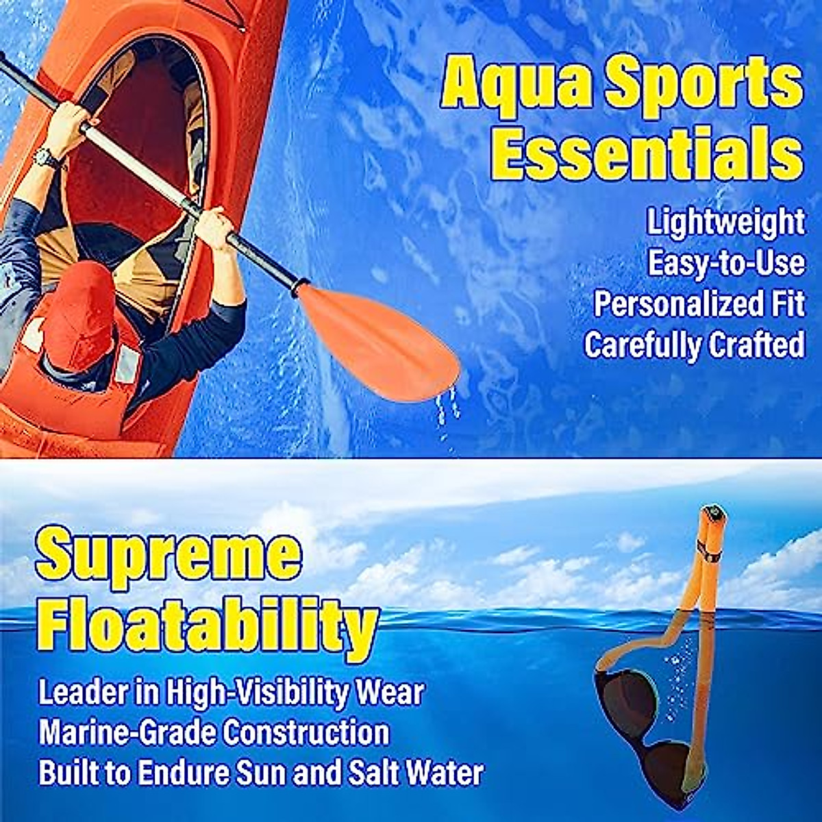 DriftFish Floating Sunglass Strap | Adjustable Glasses Retainer Float, Black