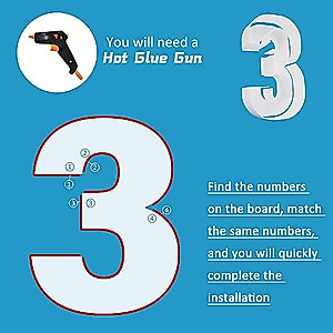 4FT Large Marquee Numbers, Marquee Light Up Numbers, Mosaic Numbers for Balloons, Number 3 Balloon Frame, Marquee Light Up Numbers for 30th Birthday Decorations, Anniversary Party Decor Foam Board