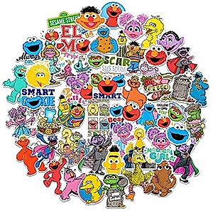 Sesame Street Sticker Pack Die Cut Vinyl Large Deluxe Stickers Variety Pack - Laptop, Water Bottle, Scrapbooking, Tablet, Skateboard, Indoor/Outdoor - Set of 50
