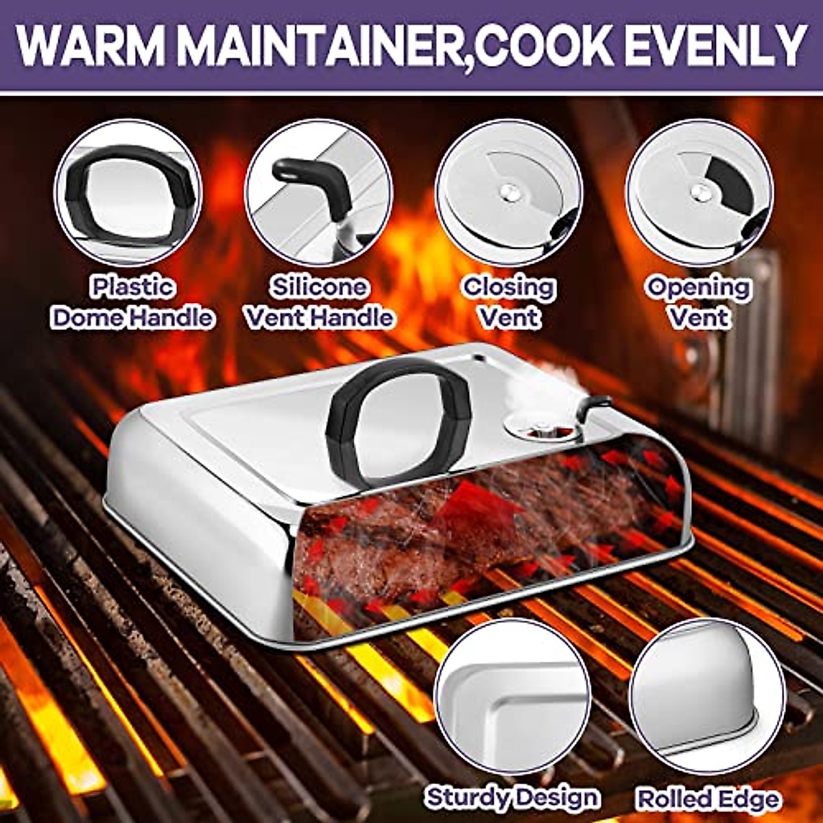 Griddle Accessories Kit Outdoor, Leonyo 17Pcs Heavy Duty Flat Top Grill Accessories for Cast Iron, Stainless Steel Metal Spatulas Set with 13" Rectangular Melting Dome, Burger Press, Tongs, BBQ Fork