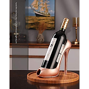 Fantes High Heel Wine Holder Bottle Rack Counter Top Storage Stand for Wedding Party Home Decor (Rose Gold High Heel)