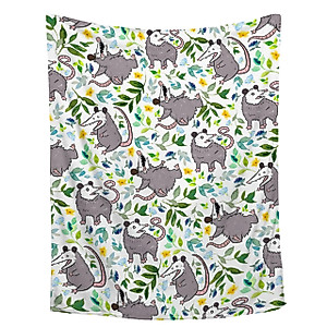 Opossum Blanket Floral Possum Throw Blanket Gifts for Girls Boys Kids Possum Stuffed Animal Lovers Super Soft Flannel Blanket for Sofa Plush Warm Cozy Bed Home Decor,30"x40"for Baby/Pets