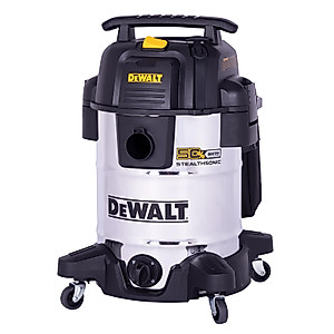DEWALT 10 Gallon STEALTHSONIC Shop Vacuum Wet and Dry, Ultra Quiet Heavy Duty Shop Vacuum with Attachments, Powerful Outdoor Shop Vac for Car, Garage, Workshop, Jobsite, Patio, DXV10S-QT, 5 Peak HP