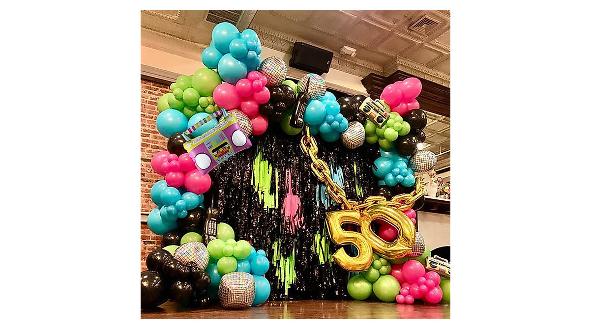 Retro Disco 80s & 90s Balloon Arch Kit - Vibrant Party Decor