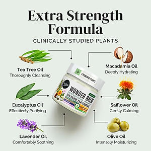 Tea Tree Oil Balm, Extra Strength, Pair Well with Jock Itch Cream, Spray, Athletes Foot, Ringworm Cream for Human, Rash Cream, Fast Acting for Dry, Itchy Skin, Plant Powered Wonder Balm