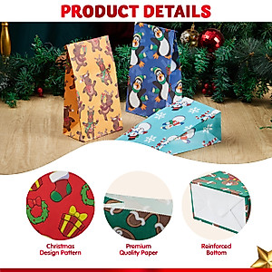 JOYIN 72 PCS of Christmas Holiday Goody Bags; 12 Assorted Christmas Designs Goodie Bags for Classrooms, Party Favors, Small Gift Bags, Kraft Bags and Christmas Craft Bags