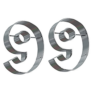 Bakerpan Stainless Steel Number 9 Cookie Cutter, Cookie Cutter Number Nine Shapes, 3 1/2 Inch - Set of 2