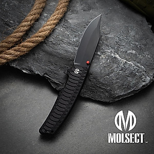 MOLSECT Jungle Pocket Folding Knife, Liner Lock EDC Knives 4.3" 14C28N Blade G10 Handle, Everyday Carry Knife with Clip for Outdoor Indoor Hiking Camping Fishing Hunting Work Men Women Gift