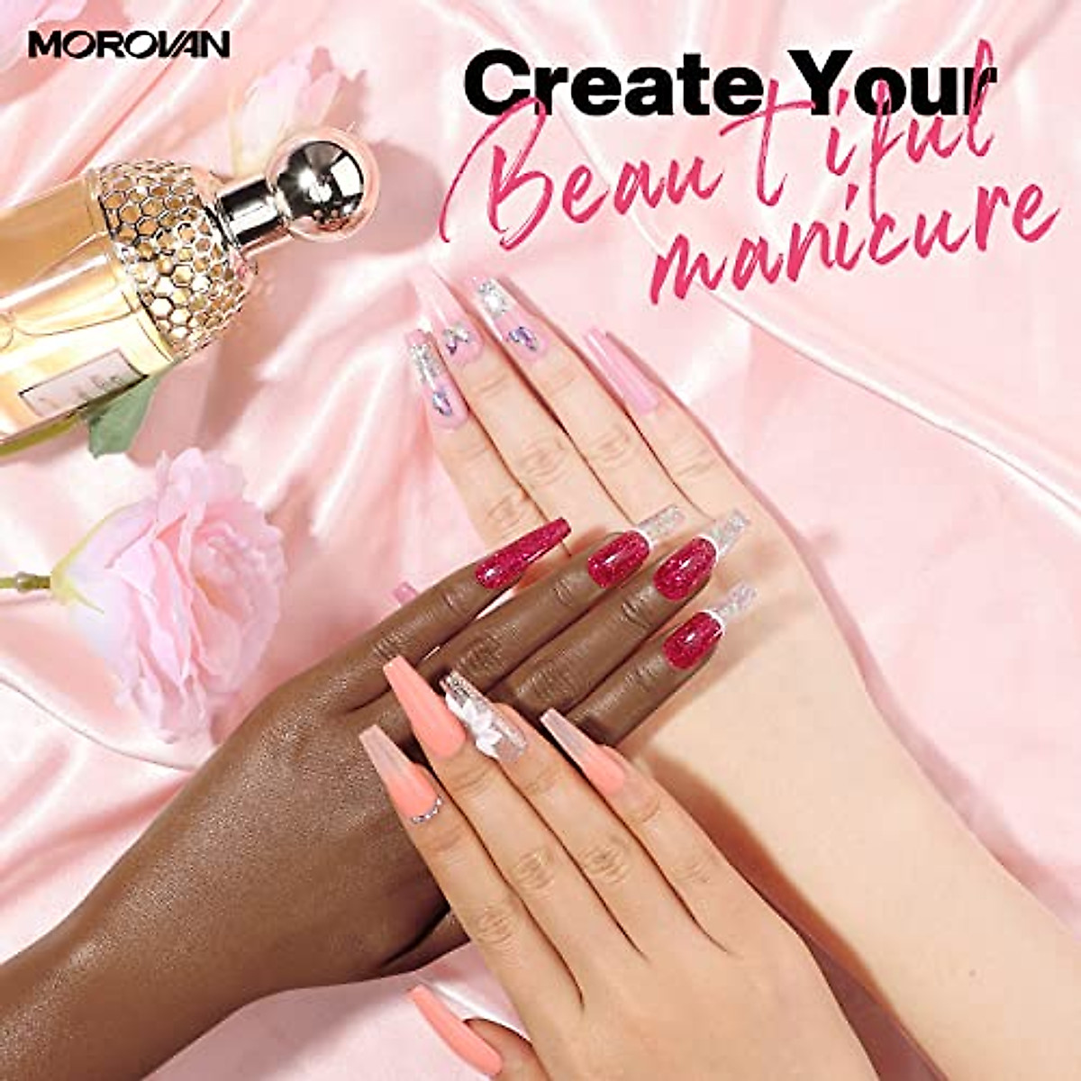 Morovan Acrylic Nail Kit for Beginners: with Everything Professional Gel Polish Kit with U V Lamp Acrylic Nail Set with Glitter Acrylic Powder Complete Starter Kit Acrylic Nail Supplies