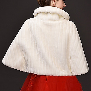 BIBOSS Faux Fur Shawls and Wraps,Thicken Winter Warm Scarf Wrap Shawl Shrug Fur Stole for Wedding Evening Party Prom Banquet