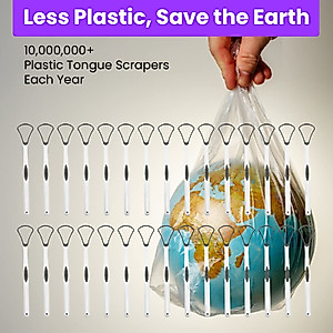 [2 pack] KN FLAX Tongue Scraper [Medical Grade] Reduce Bad Breath Maintains Oral Care 100% BPA Free Metal Tongue Scraper, Tongue Cleaner for Adults and Kids, Easy to Use with Non-Synthetic Handle