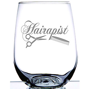 IE Laserware Hairapist Stemless Wine Glass | Elegantly Stylish Glass for Hairdresser Stylist Barber Beautician | Men or Women | Laser Etching Creates Frosted Design