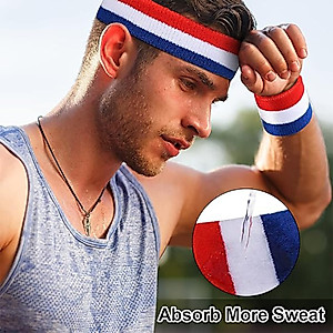 Favofit Sweat Band Headband Wristbands for Men - Head Wrist Sweatband Set for Women Kids Boys Girls - Ideal for Sports Athletics Event Workout Exercise Basketball Running Tennis Football