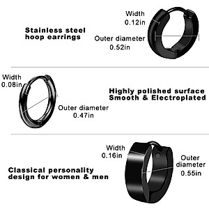 ONESING 15 Pairs Earrings for Men Black Stud Earrings Mens Earrings Stainless Steel Earrings for Men Women Jewelry Piercing Men Earrings Set