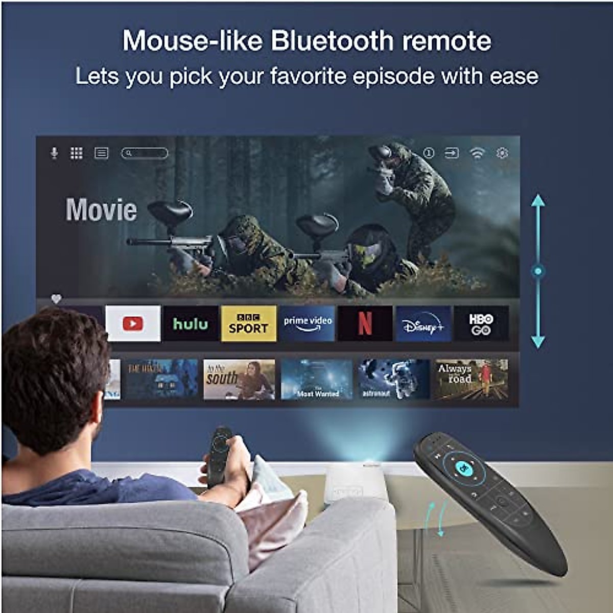 Outdoor Ultra Portable Pico Projector EZCast Beam J4a | WiFi Bluetooth Projector, Android 10, Supports Netflix, Battery for 4 hrs on a Playtime, DLP, 300 ANSI, 100" Displays, Compatible w/ HDMI, USB