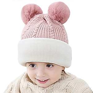 Toddler Winter Hat Baby Winter Hat Scarf Set Boys Girls Winter Hood Scarf Beanie Fleece Balaclava Earflap Skull Cap 2-5T Pink