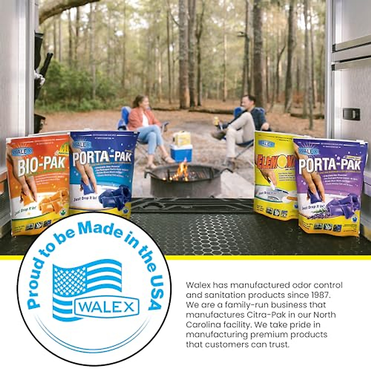 Walex Citra-Pak RV/Marine Holding Tank Deodorizer Drop-Ins - Waste Breakdown & Odor Control, Cleans Holding Tank & Sensors, Biocide-Free, Treatment for RVs, Boats, & Portable Toilets - Citrus, 30 Pack