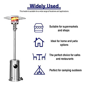 PIONOUS 6 Set of Silver Powerful 48,000 BTU Outdoor Standing Patio Heater with Wheels for Restaurant, Camping, Gardens, Homes, Hotel, Parties