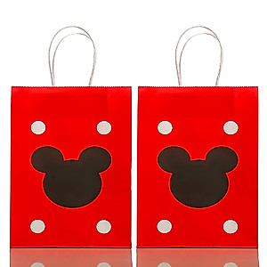JAROVOKUWO 24 Pcs Cartoon Mouse Party Favor Treat Bags Gift Bags,Cake Snack Goody Cardboard Bags for Kids Mouse Theme Baby Shower Birthday Party Decorations Supplies