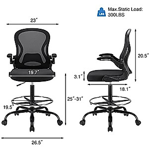 Fefances Drafting Chair Tall Office Chair for Standing Desk Chair Adjustable Height Stool Chair Black