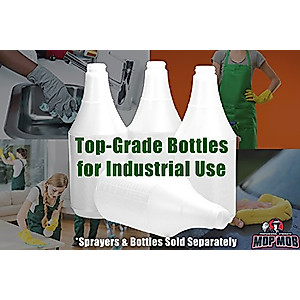 Mop Mob Commercial-Grade Chemical Resistant 32 oz Bottles ONLY 4 Pack Embossed Scale For Measuring. Pair With Industrial Spray Heads For Auto/Car Detailing, Janitorial Cleaning Supply or Lawn Care.