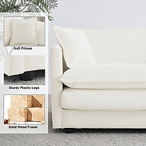 KIVENJAJA Chenille Loveseat Sofa, Oversized 2-Seater Small Cloud Couch, Modern Comfy Deep Seat Love Seat with 4 Pillows for Living Room Bedroom Office Apartment, 76.7”W, Beige