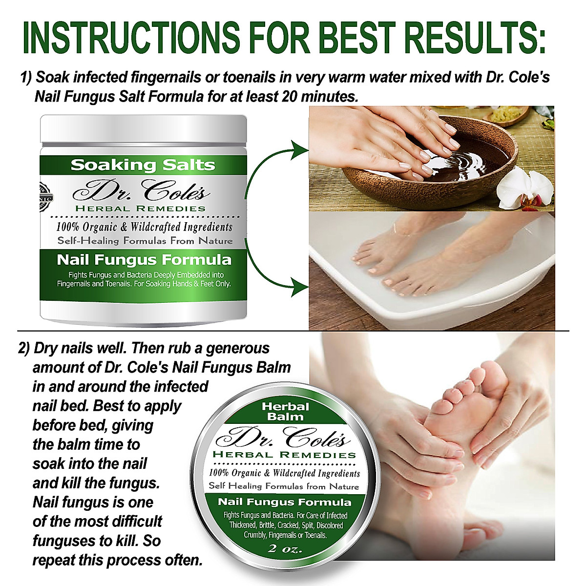 Dr. Cole’s Organic Herbal Nail Fungus Balm - May Assist with Repairing Thick, Cracked or Flakey Fingernails and Toenails