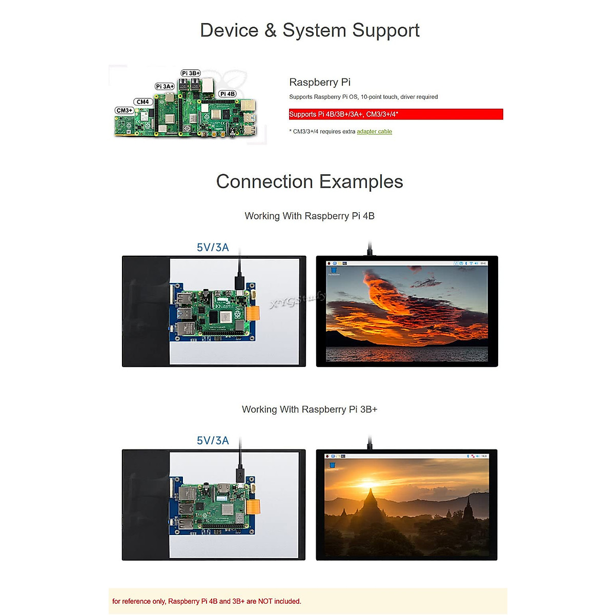 10.1inch IPS DSI Capacitive 1280×800 Touch Optical Display Panel Screen for Raspberry Pi 4B/3B+/3A+, CM3/3+/4 @XYGStudy (10.1inch DSI LCD (C))