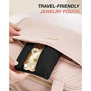 BAGSMART Travel Jewelry Organizer Case,Portable Storage Bag for Travel,Jewelry Pouch for Tangle-Free Necklaces, Earrings,Rings,Bracelet,Small,4pc Pink&Black with 4 Clover