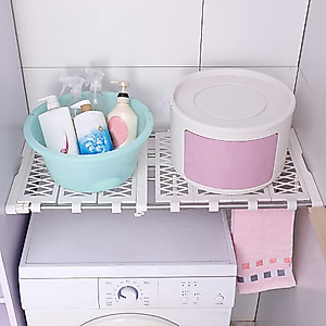 Hershii Tension Shelf Expandable Closet Organizer Adjustable Rod Heavy Duty Hanging Rail Rustproof DIY Storage Rack 4-Bar Extention with Gaskets for Garage Bathroom Kitchen Bedroom Wardrobe