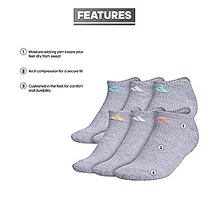 adidas Women's Athletic 6-Pack Show Socks for Secure Fit, Cushioned Comfort, Low Profile, Grey/Bliss Pop/Clear Mint, M