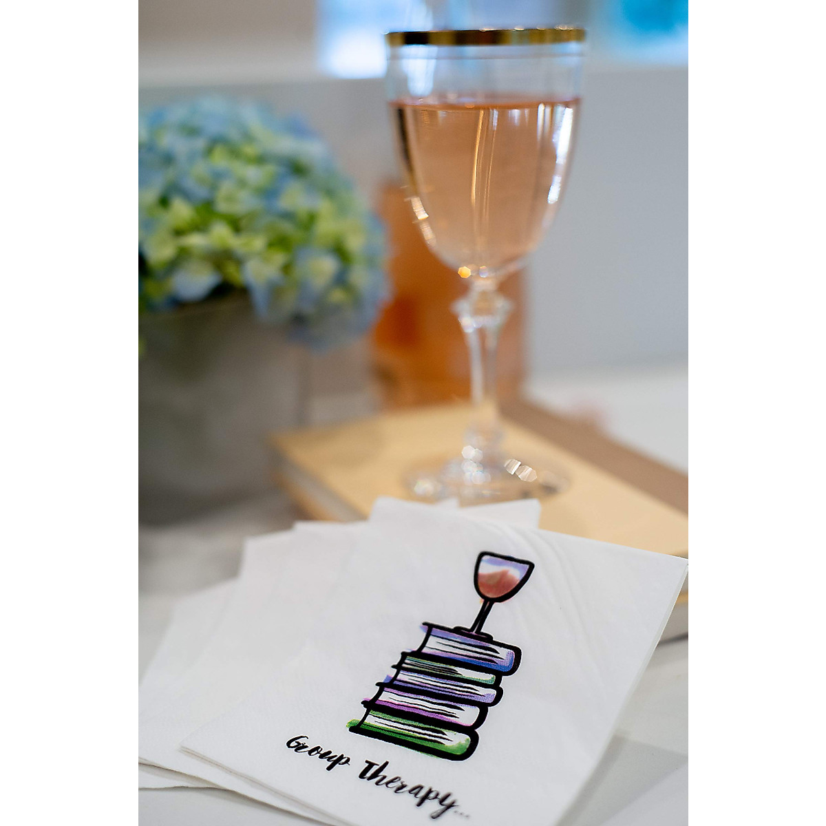 30 Pk, Group Therapy" Cocktail 3-Ply Paper Party Napkins for Book Club, Wine Night, Womens Group, Galentine's Day or Girls Night