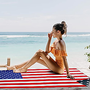 USA Flag Inspired, Quick Drying, Extra Large Sandfree American Flag Beach Towel - 71x35 Unique Design for Big Summer Fun, Perfect for Beach, Camping, Sports or Travel Accessories Towel.