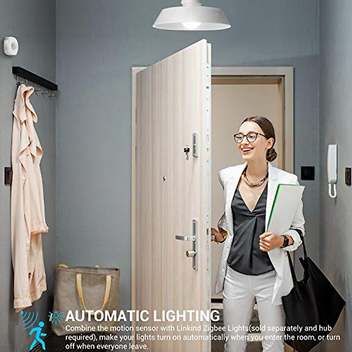 Linkind PIR Motion Sensor, Wireless Motion Detector, Zigbee White, for DIY Use with Linkind Home Security System, Automation with Linkind Smart Zigbee LED Lights, LINKIND Hub Required (NOT Included)