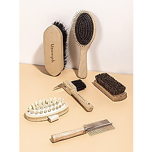 Ueemph Horse Grooming Kit,10-Piece, Black Storage Bag,Horse Brushes Set,Horse Sweat Scraper,Mane Comb,Horse Grooming Gloves,100% Horsehair Brush,Horse Gifts for Girls