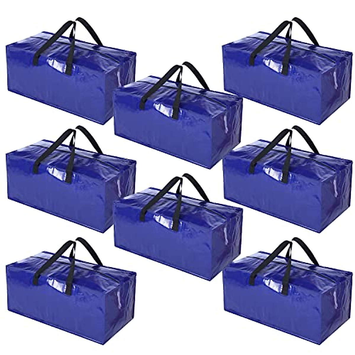 ATQTQ Extra Large Moving Bags Heavy Duty Storage Bags with Handles & Zippers, Dorm Moving Totes for Space Saving, College Packing Supplies for Clothes- Moving Box w/Backpack Straps(Dark Blue, 8 Pack)