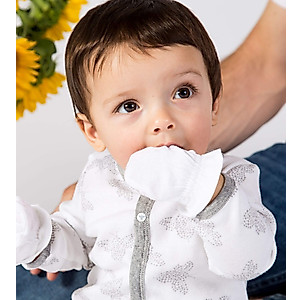 Burt's Bees Baby Unisex Baby Mittens, No-scratch Mitts, 100% Organic Cotton, Set of 3 Gloves, Blossom