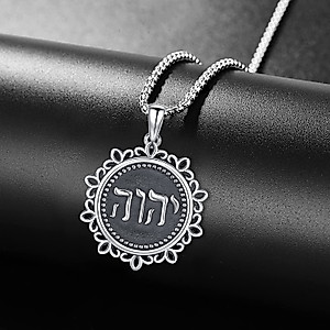 Aniu Hebrew Bible Names of God Jewelry Tetragrammaton Symbol Protection Necklace Jehovah YHVH YHWH Pendant Israel Lord Amulet Gift for Jewish Wiccan Pagan Jewelry