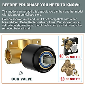 Holispa Shower Faucet Set, Black Shower Faucet with 8-Inch Shower Head, All Metal Shower Head and Handle Set, Shower Trim Kit Included Shower Valve, Matte Black