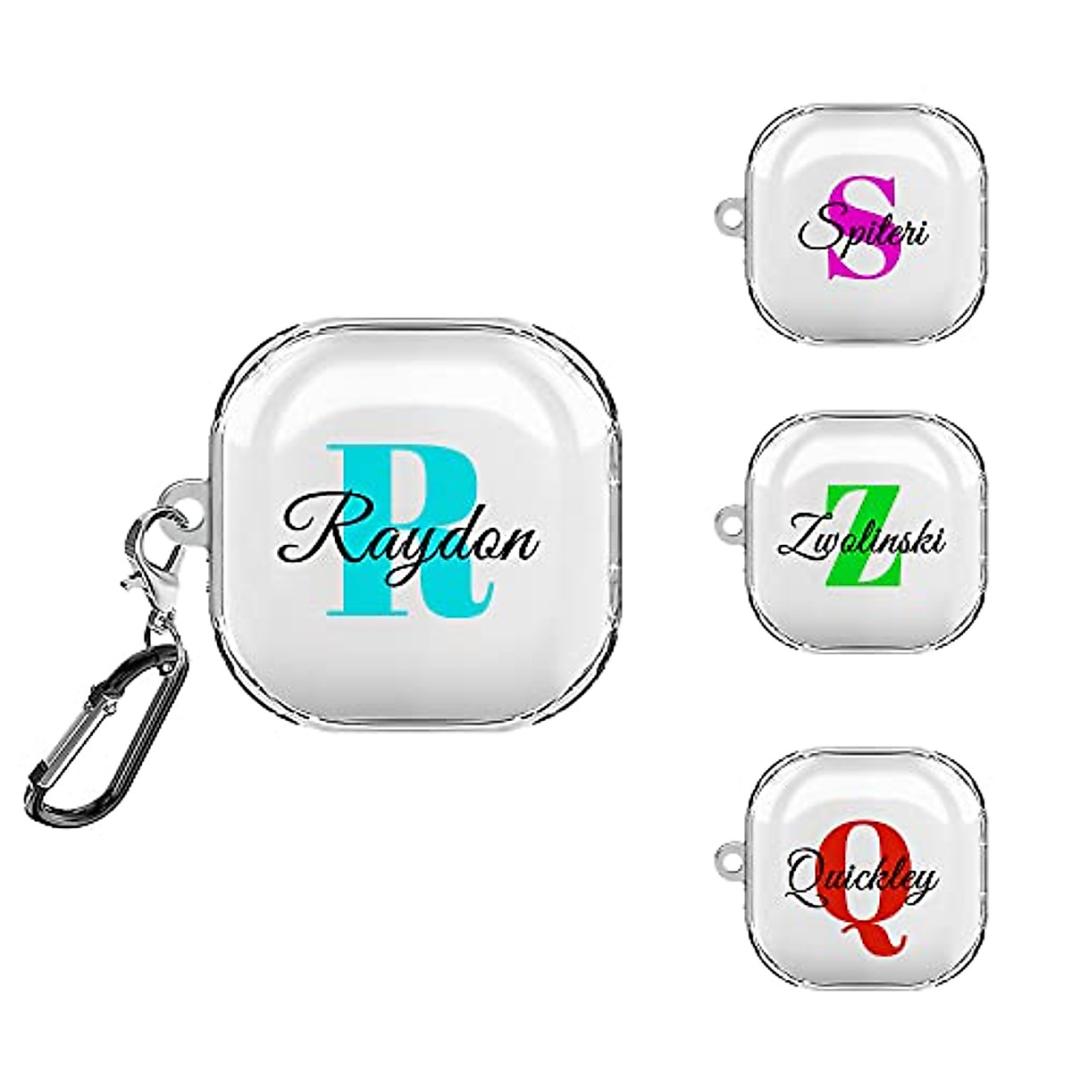 Custom Name Case Compatible with Samsung Galaxy Buds 2 Pro 2022 Release Buds Pro Buds Live Case Cover,Personalized Protective Earbuds Charging ​Crystal TPU Clear Cover with Keychain