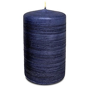 Hyoola Brushed Metallic Pillar Candles - 6 Pack - Navy Blue Pillar Candles - European Made Decorative Pillar Candles - 2.4 Inch x 4 Inch