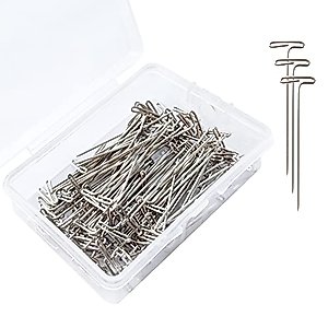 T Pins, 100 Pack 1.5 inch T-Pins, T Pins for Blocking Knitting, Wig Pins, T Pins for Wigs, Wig Pins for Foam Head, T Pins for Sewing, Wig T Pins, Blocking Pins, T Pins for Office Wall 38mm/1.5inch