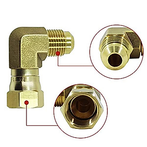 KBZ 90 Degree Elbow Connector Used for BBQ Grills, OlympianWave Heaters OR Other 3/8" Equipment (3/8" Female Swivel Flare x 3/8" Male Flare)
