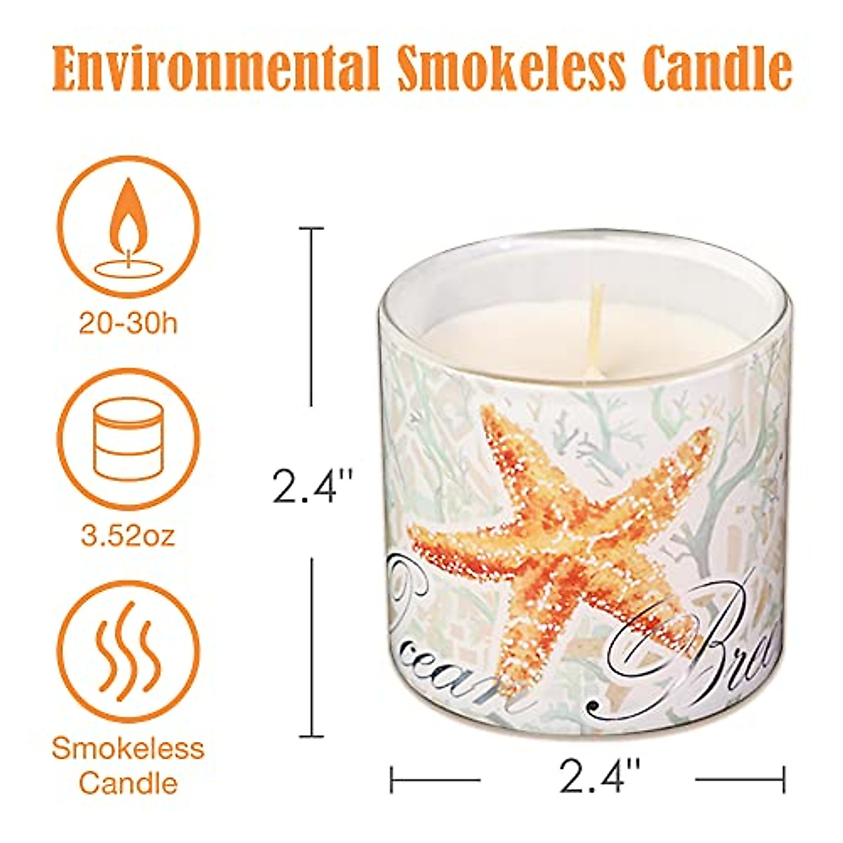 CRYSTAL CLUB Scented Candles Gift, 6 Pack Ocean Theme Aromatherapy Candle, Hand Poured Natural Soy Wax, Small Jar Candles Set for Travel, Yoga, Home Decor