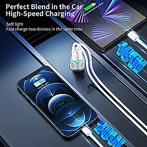 [Apple MFi Certified] iPhone Fast Car Charger, esbeecables 48W Dual Port USB C Power Delivery All Metal Lighter PD/QC3.0 Car Charger with 2Pack Lightning Cable Quick Charging for iPhone/iPad/Airpods