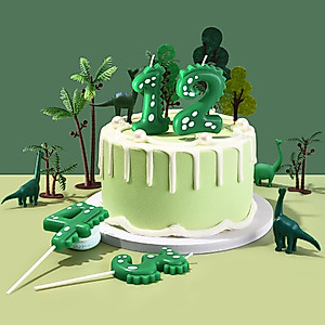 PHD CAKE 2.76 Inch Green Dinosaur 3 Number Birthday Candles, Dinosaur Number Candles, Cake Number Candles, Party Celebration